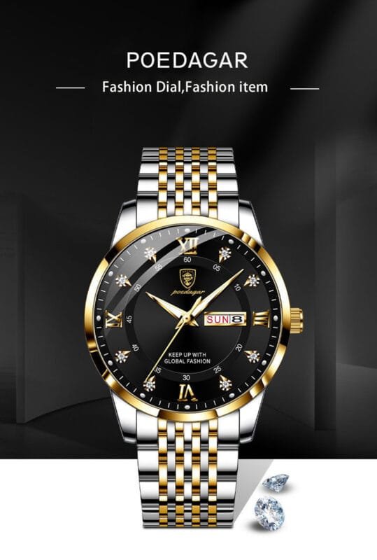 POEDAGAR 836 Stainless Stain Men Watch Stainless Stain Business Quartz ...