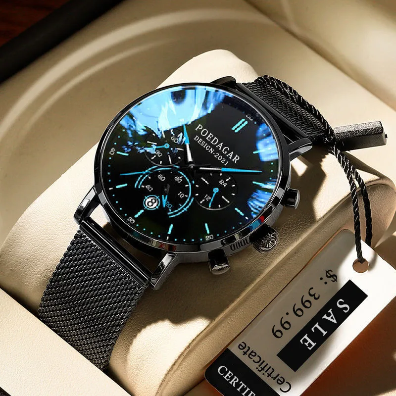 POEDAGAR 924 Men’s Stainless Steel Quartz Watch | Official Store