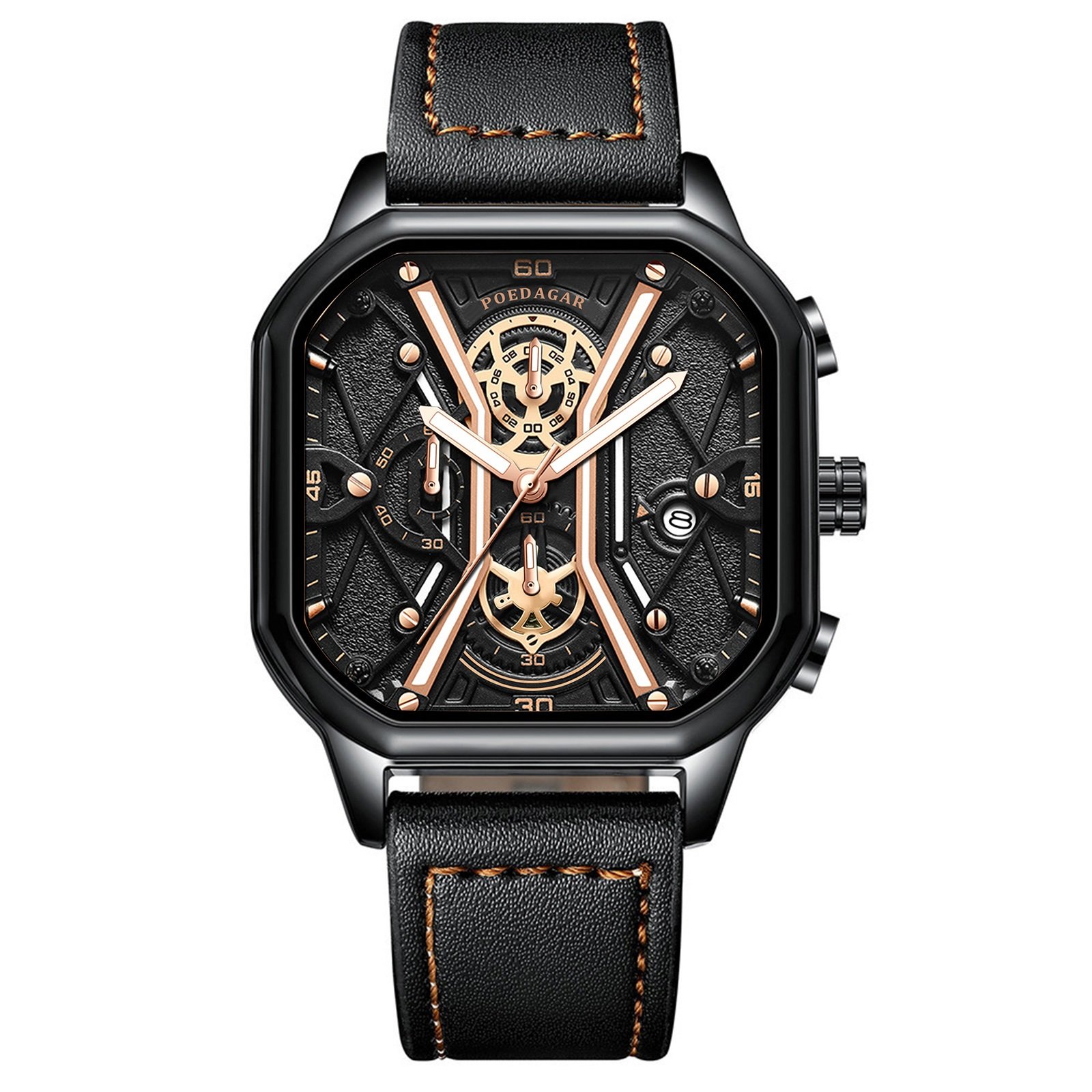 POEDAGAR 615 Luxury Business Man Wristwatch Waterproof Luminous Date ...