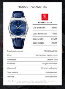 POEDAGAR 930 Luxury Watch for Men Leather Man Wristwatch Quartz Clock ...