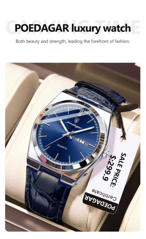 POEDAGAR 930 Luxury Watch for Men Leather Man Wristwatch Quartz Clock ...