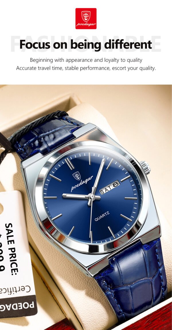 POEDAGAR 930 Luxury Watch for Men Leather Man Wristwatch Quartz Clock ...