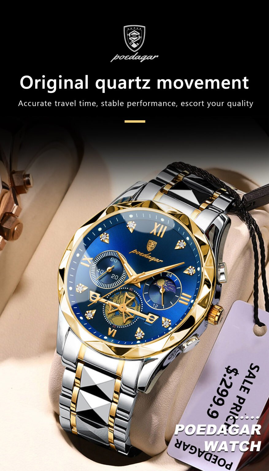 POEDAGAR 996 Luxury Man Wristwatch Waterproof Luminous Chronograph ...