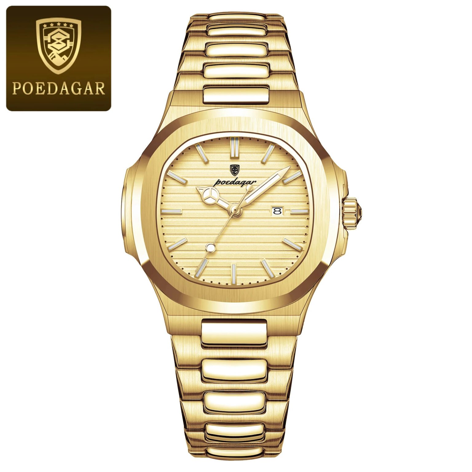 POEDAGAR 789 Luxury Square Watch for Woman Waterproof Luminous Date ...