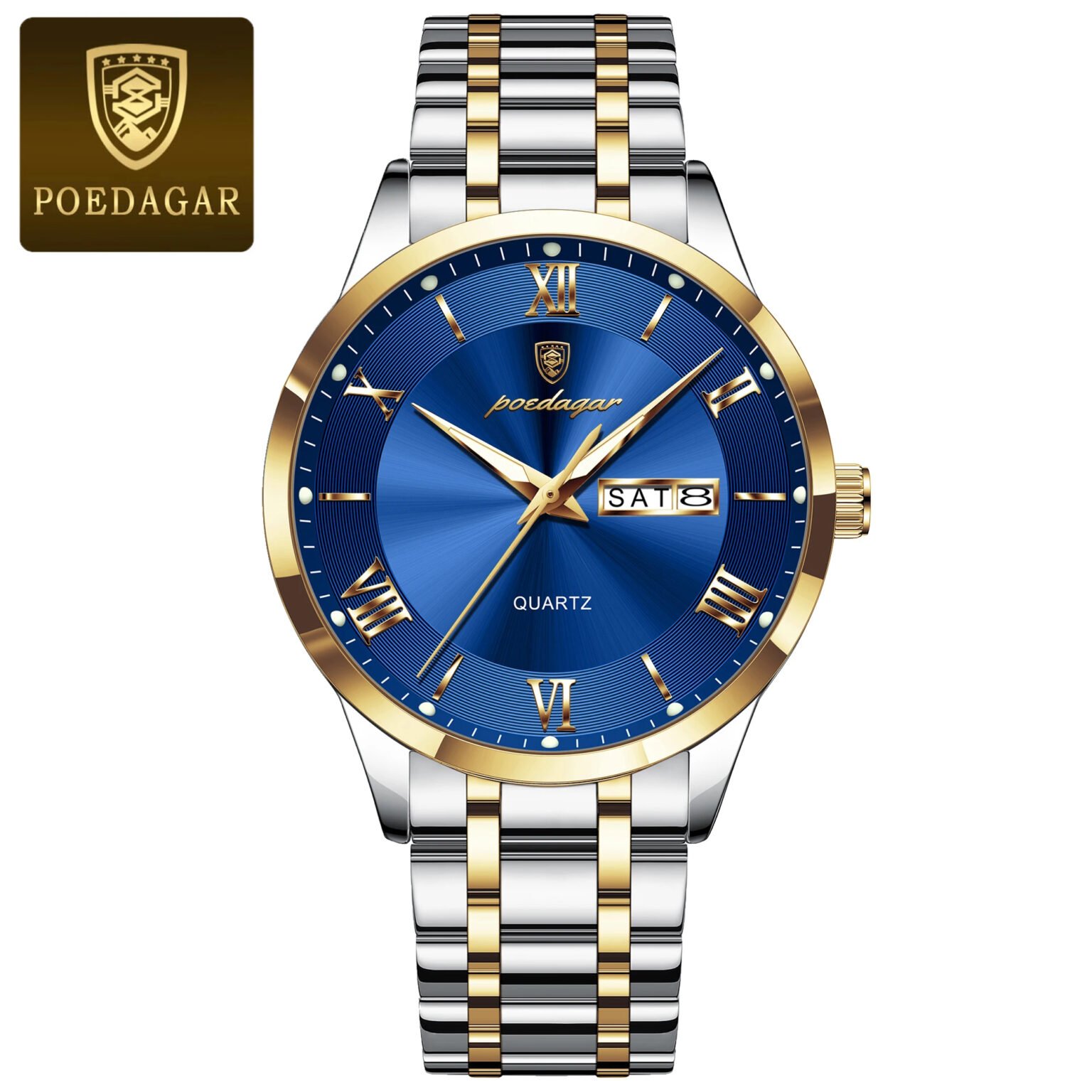 POEDAGAR 978 Luxury Fashion Men Clock Waterproof Luminous Week Date ...