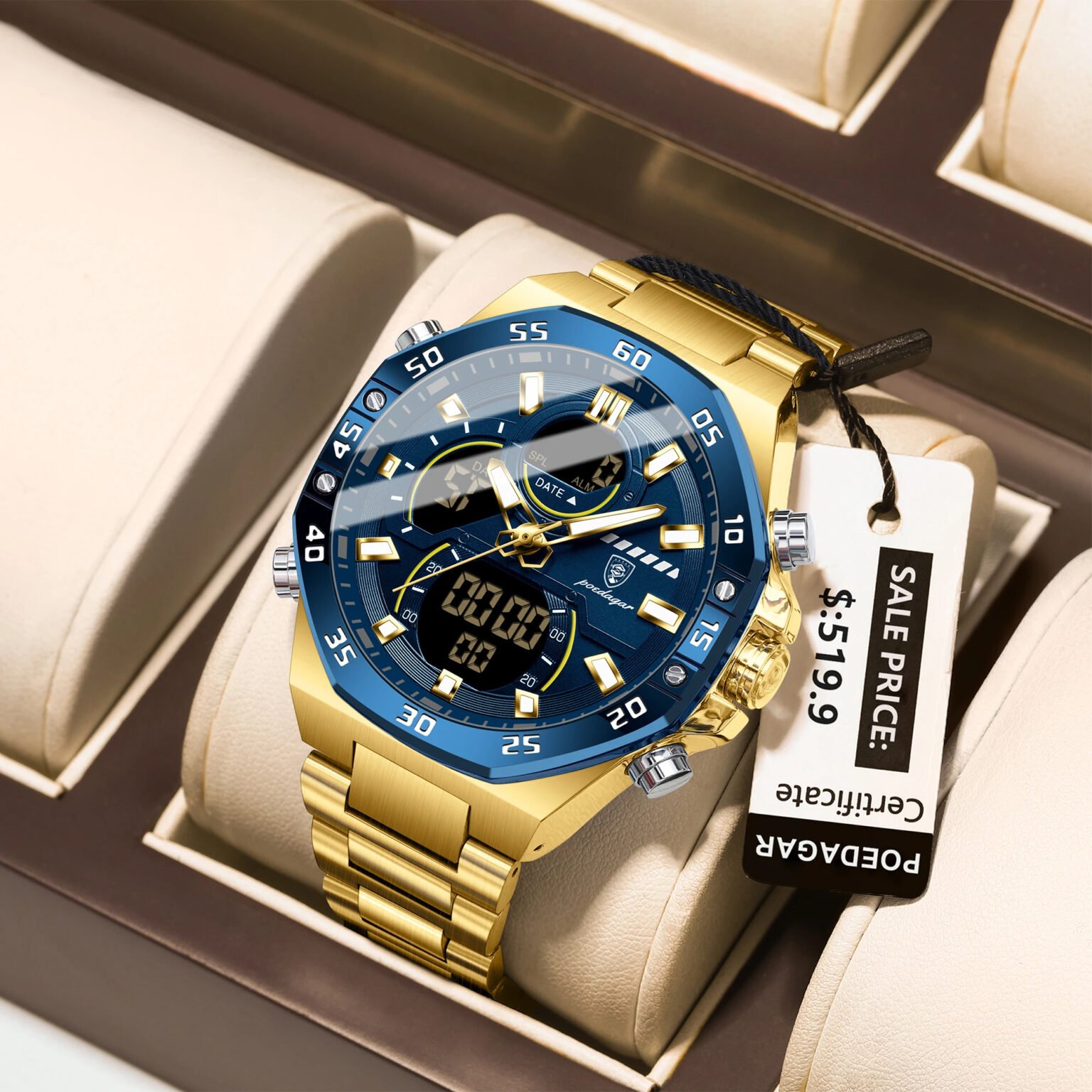 POEDAGAR E101 Fashion Men Clock Waterproof Luminous Week Date Man Watch ...