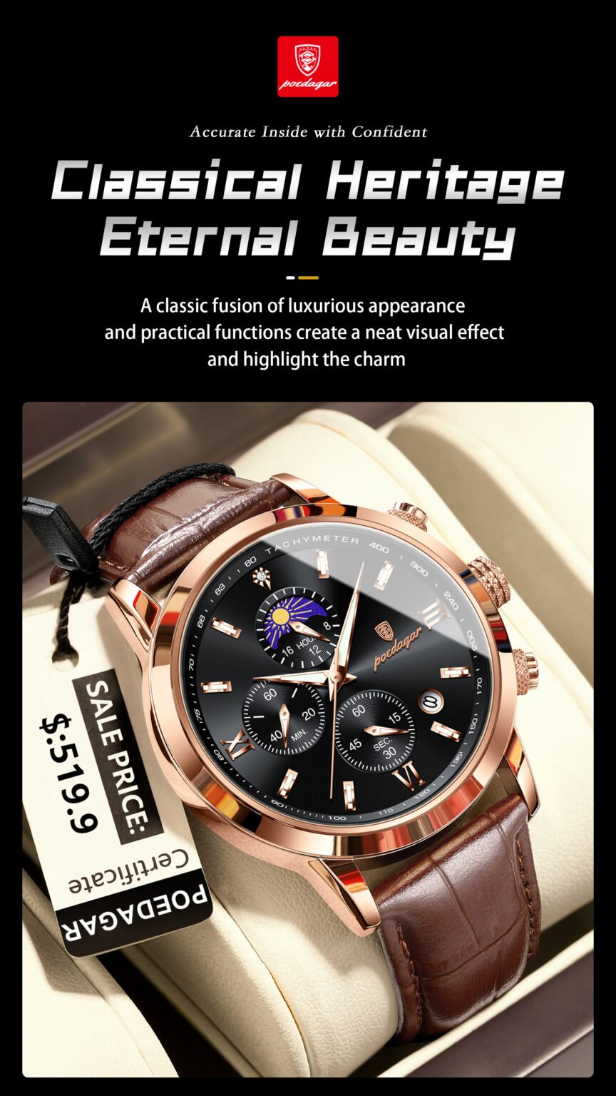 POEDAGAR 882 Luxury Sports Watch For Men Waterproof Luminous Date ...