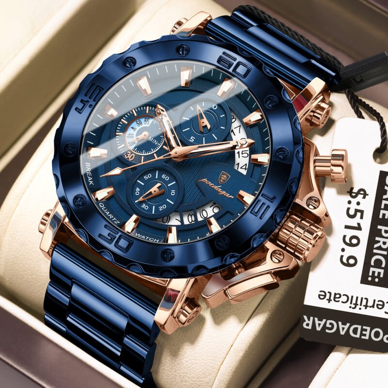 POEDAGAR 892 2025 Men’s Chronograph Quartz Watch – Oversized Round ...