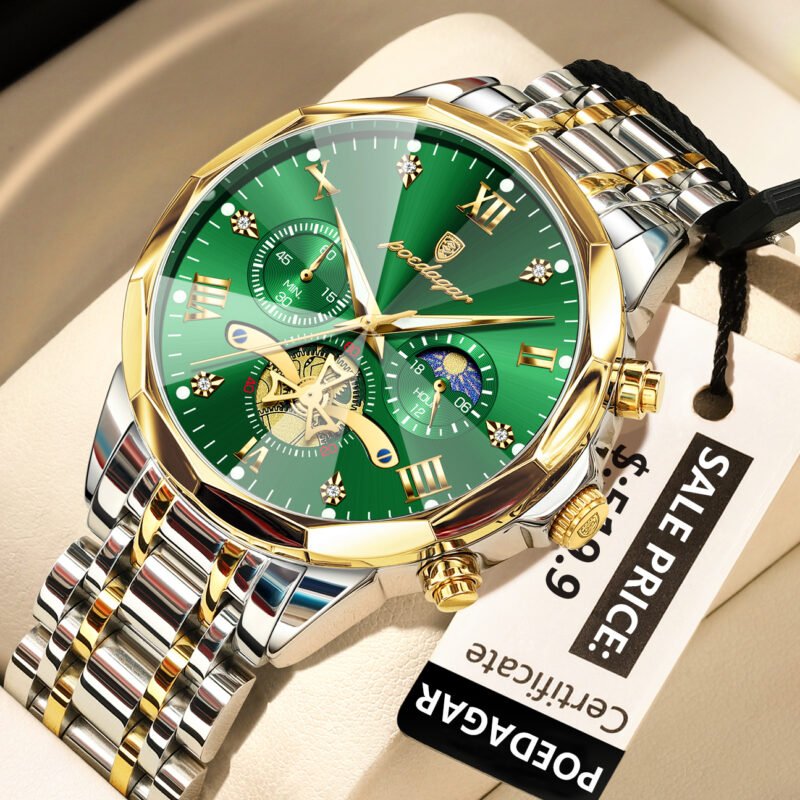POEDAGAR 938 Original Men’s Quartz Chronograph Watch – 24H Dual Time ...